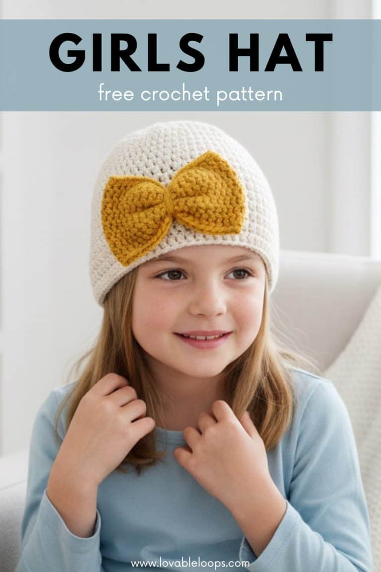 Girls crochet hat pattern with bow for beginners