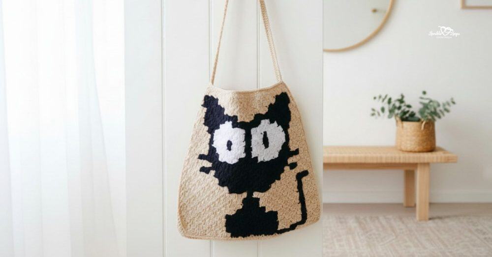 Free & Easy Crochet Bag Pattern- Crazy Cat Lady Tote