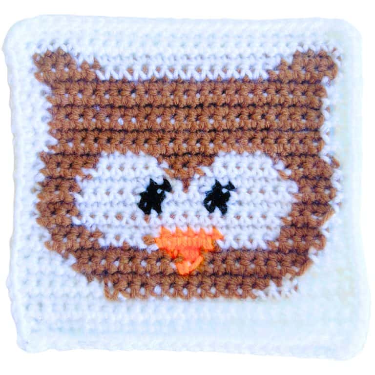 Owl crochet square pattern (free woodland animal square)